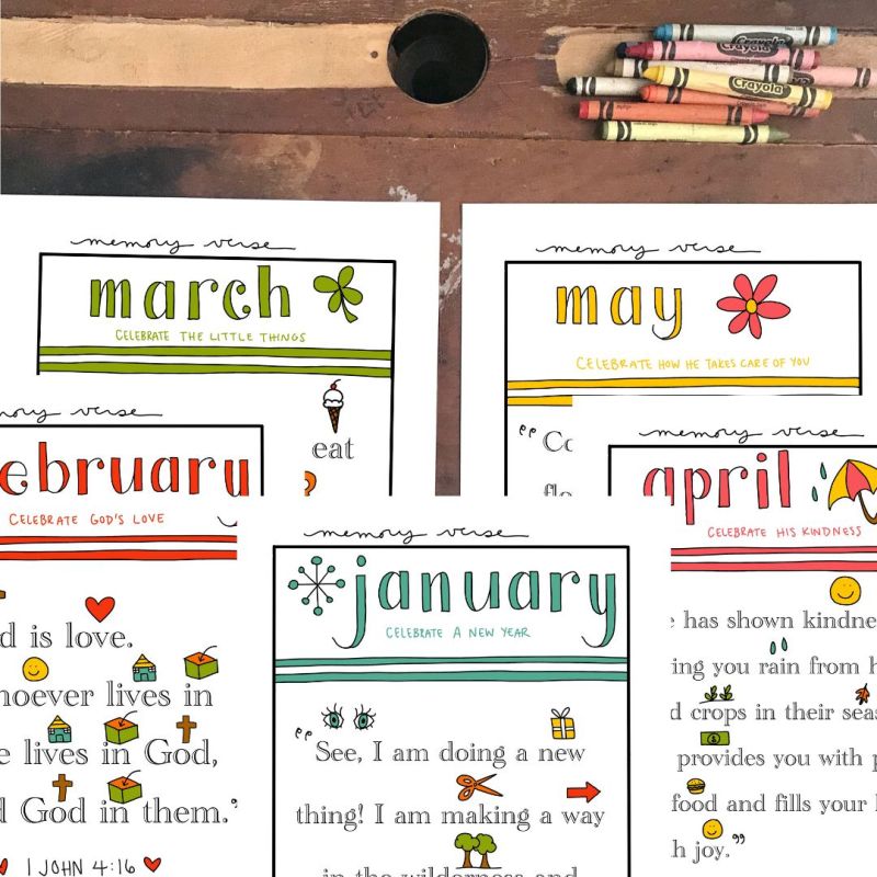 Monthly Memory Verse Workbook for Kids (12-Month Format)