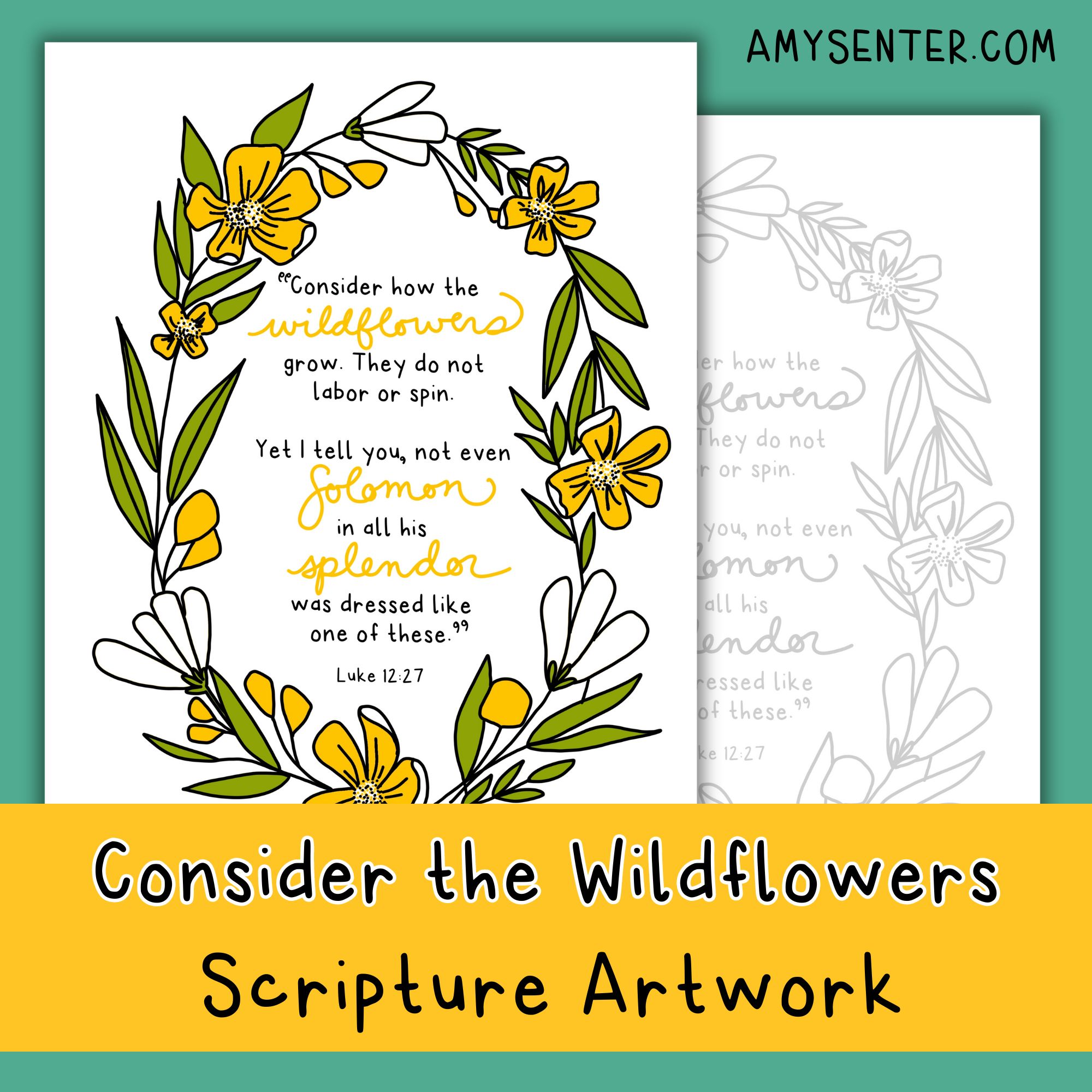 Printable "Consider the Wildflowers" Scripture Artwork