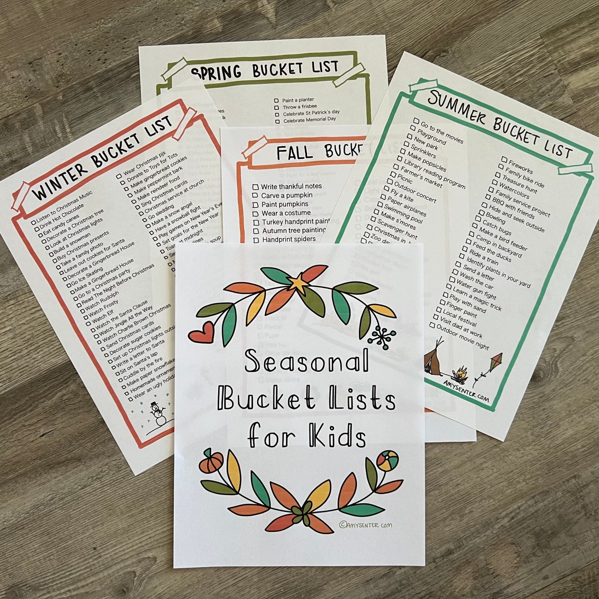 Printable Family Seasonal Bucket Lists