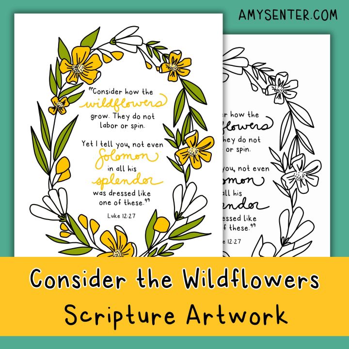 Printable "Consider the Wildflowers" Scripture Artwork